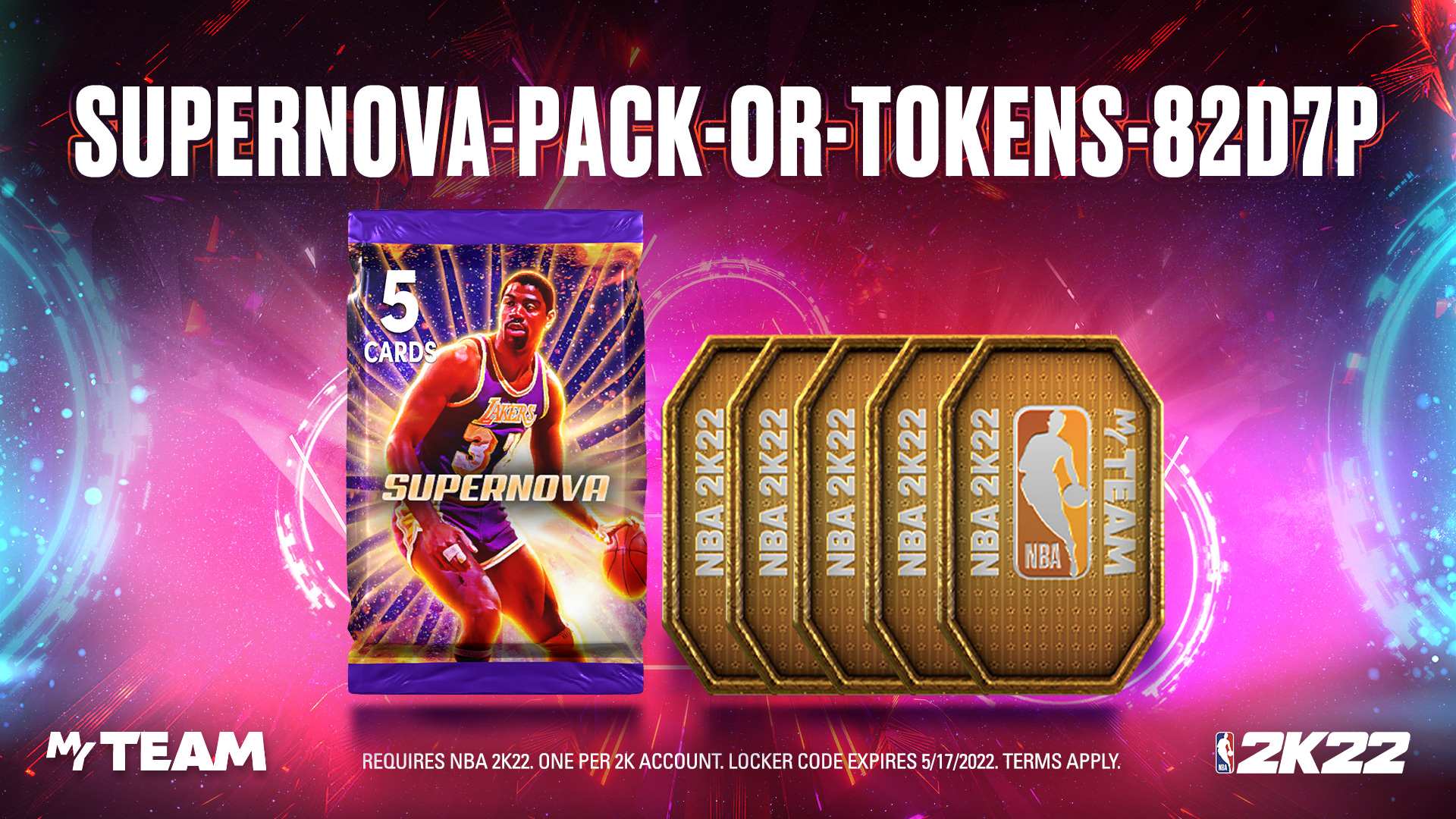 NBA 2K22 MyTEAM on Twitter: "Locker Code 🚨 Use this code for Supernova Pack or 5 tokens ...