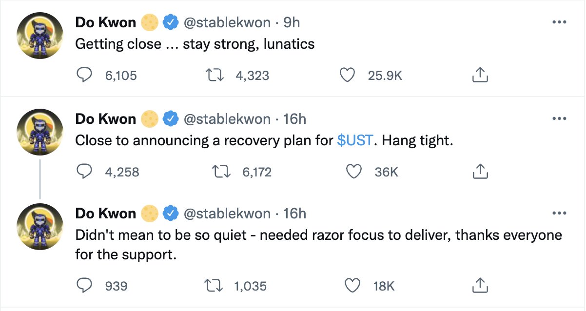 BlockChainExp on Twitter: "Dernier tweet de Do Kwon (@stablekwon) le fondateur de Terra, qui ...