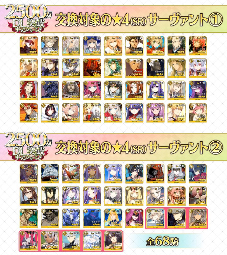 【FGO】2500万DL記念の星4サーヴァント配布はみんな誰を選ぶ予定？