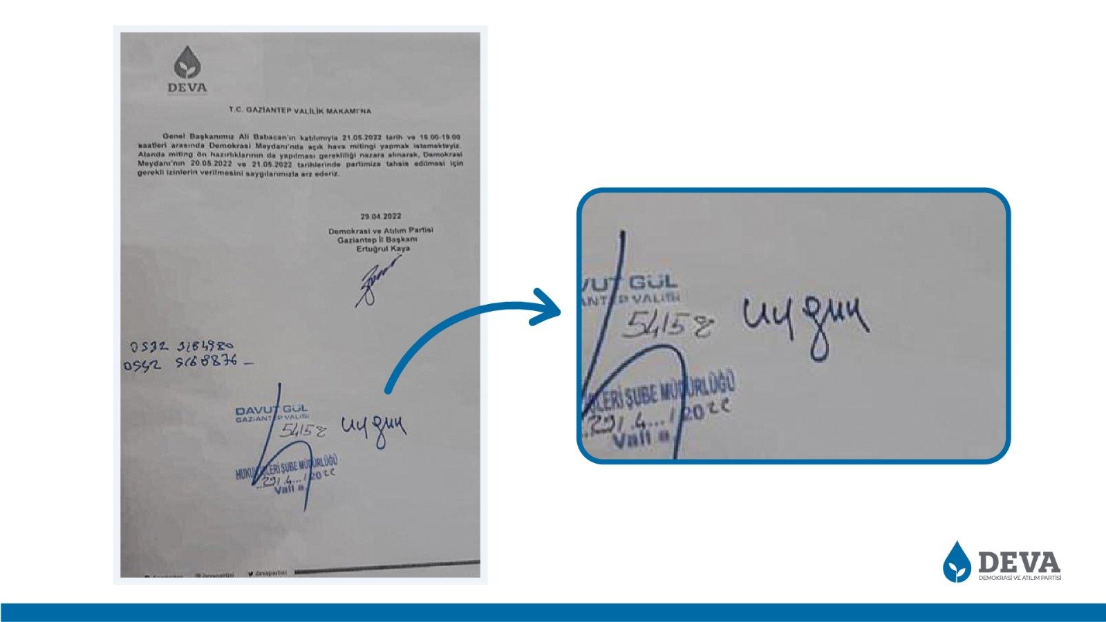 Rapor on Twitter: "Gaziantep Valisi Gül, önceden verdiği 'uygun' yazısına 'değil' ekleyerek DEVA ...