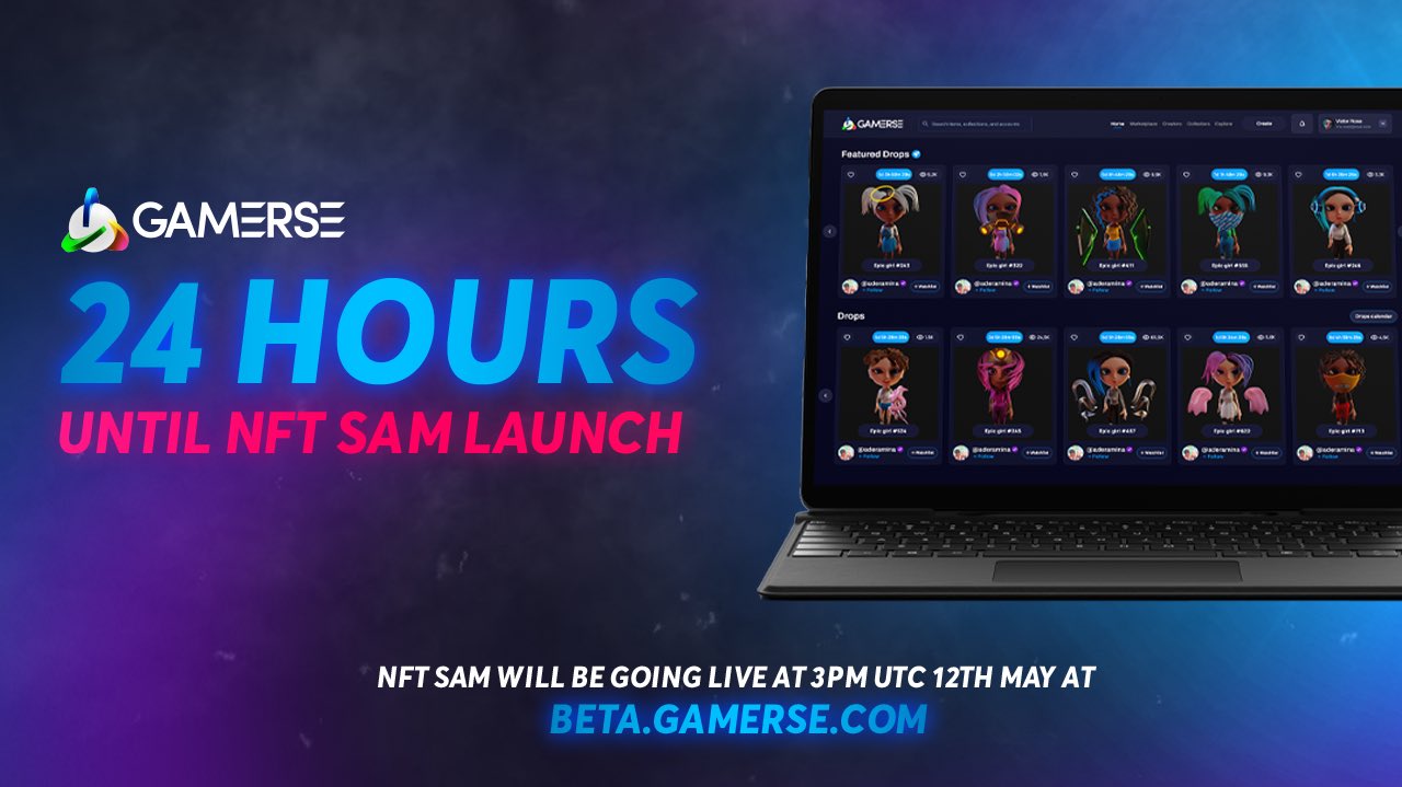 GAMERSE on Twitter: "24-hours till take-off!🚀 NFT Social Aggregator Marketplace (SAM) is going ...