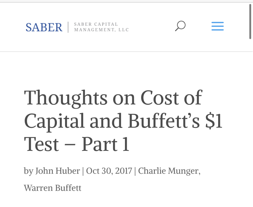 Key takeaways from Thoughts on Cost of Capital and Buffets $1 Test by ...