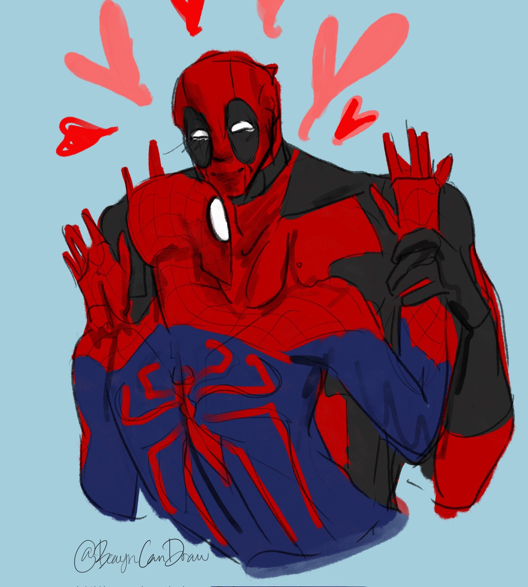 Deadpool And Spiderman Kiss