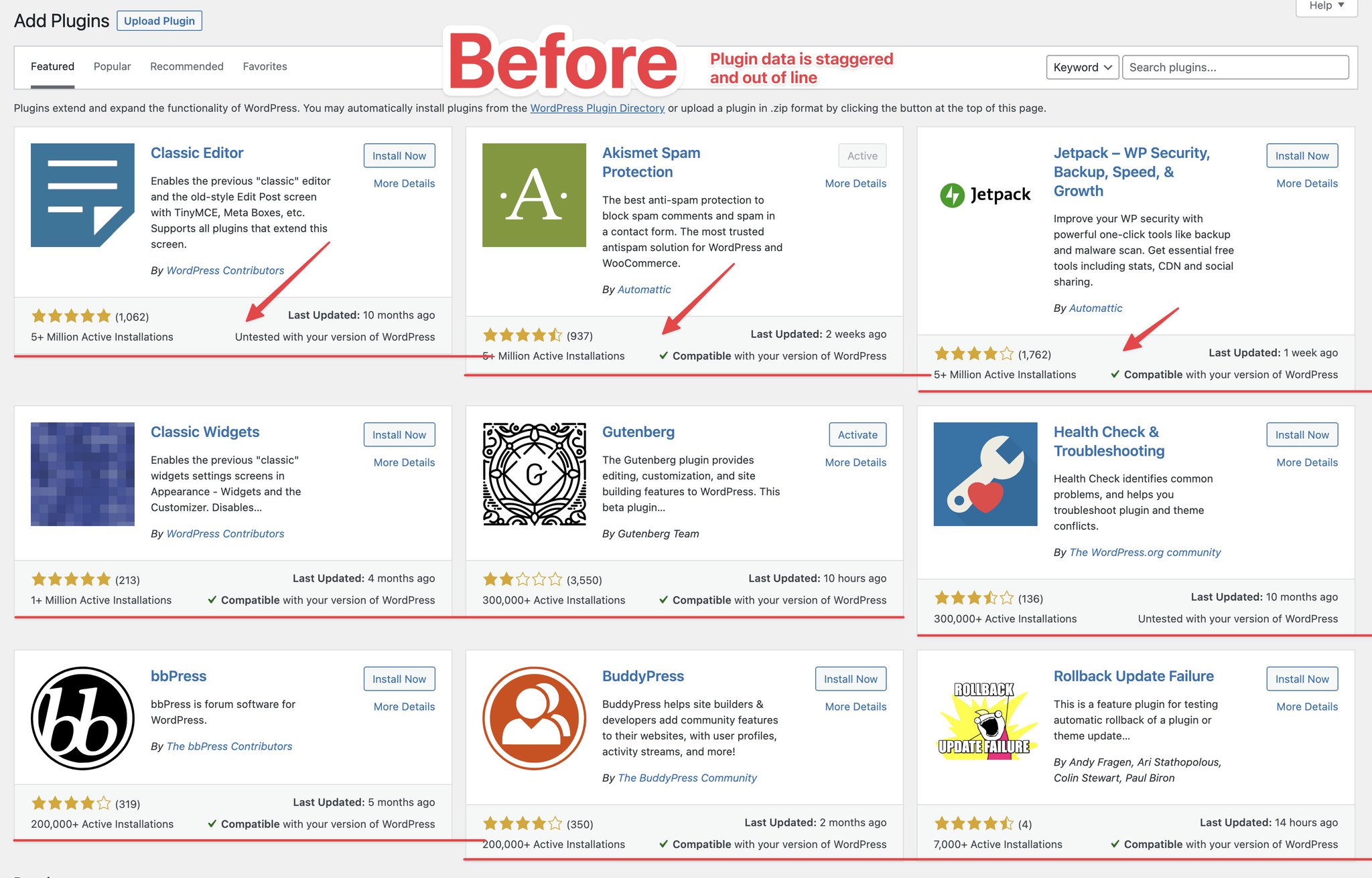 James Kemp on Twitter: "One simple CSS change in the #WordPress admin plugins screen makes all ...