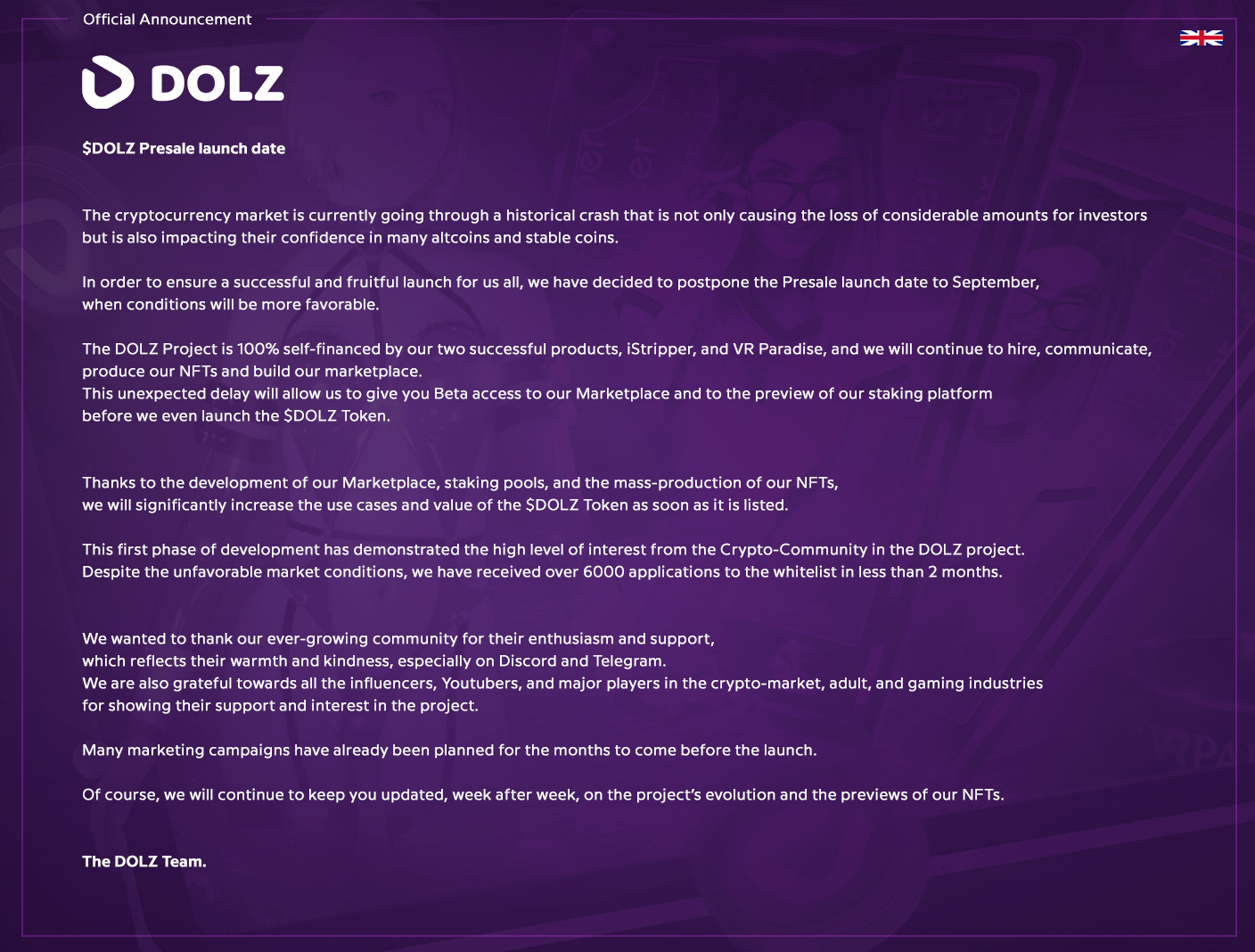 DOLZ.io | PRESALE IS LIVE on Twitter: "📣🇬🇧Official Announcement $DOLZ Presale launch date https ...