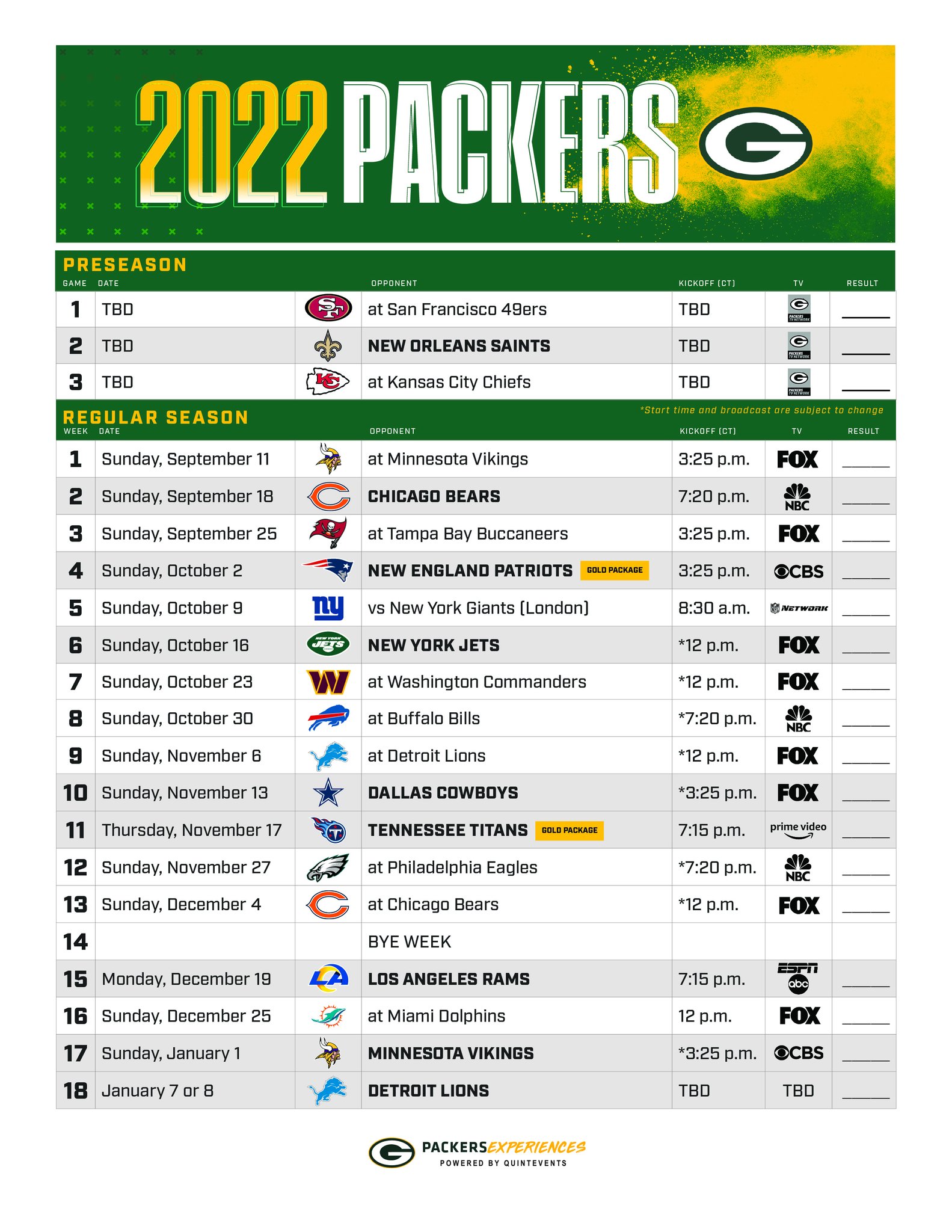 Green Bay Packers 2022 Schedule: Get Your Downloadable, 60% OFF