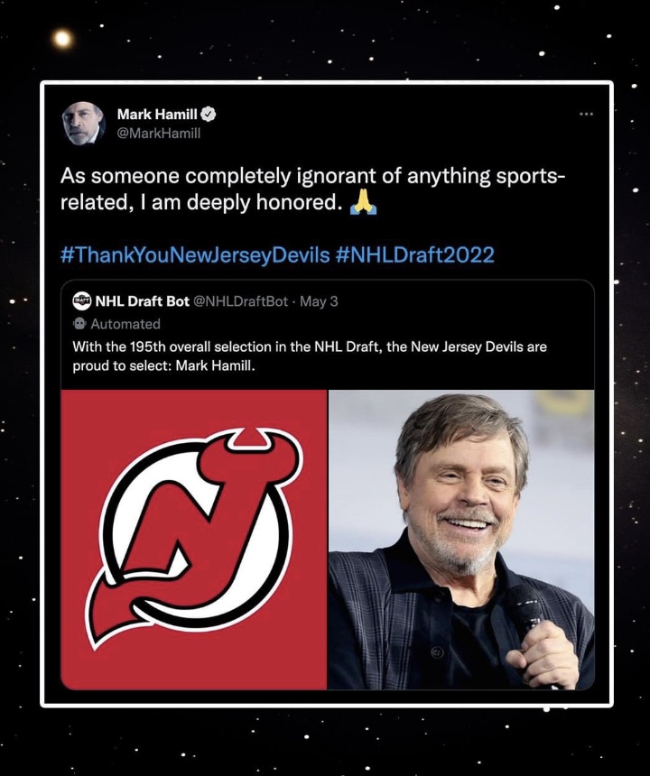 Devils Army Blog on Twitter: "Don’t worry, @MarkHamill we got you https://t.co/EKFV9aE7E6" / Twitter