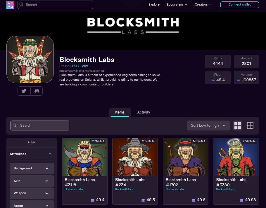 WEYU on Twitter: "WEYU Verified Collection Listing 🎴 You can buy and sell @BlocksmithLabs on our ...