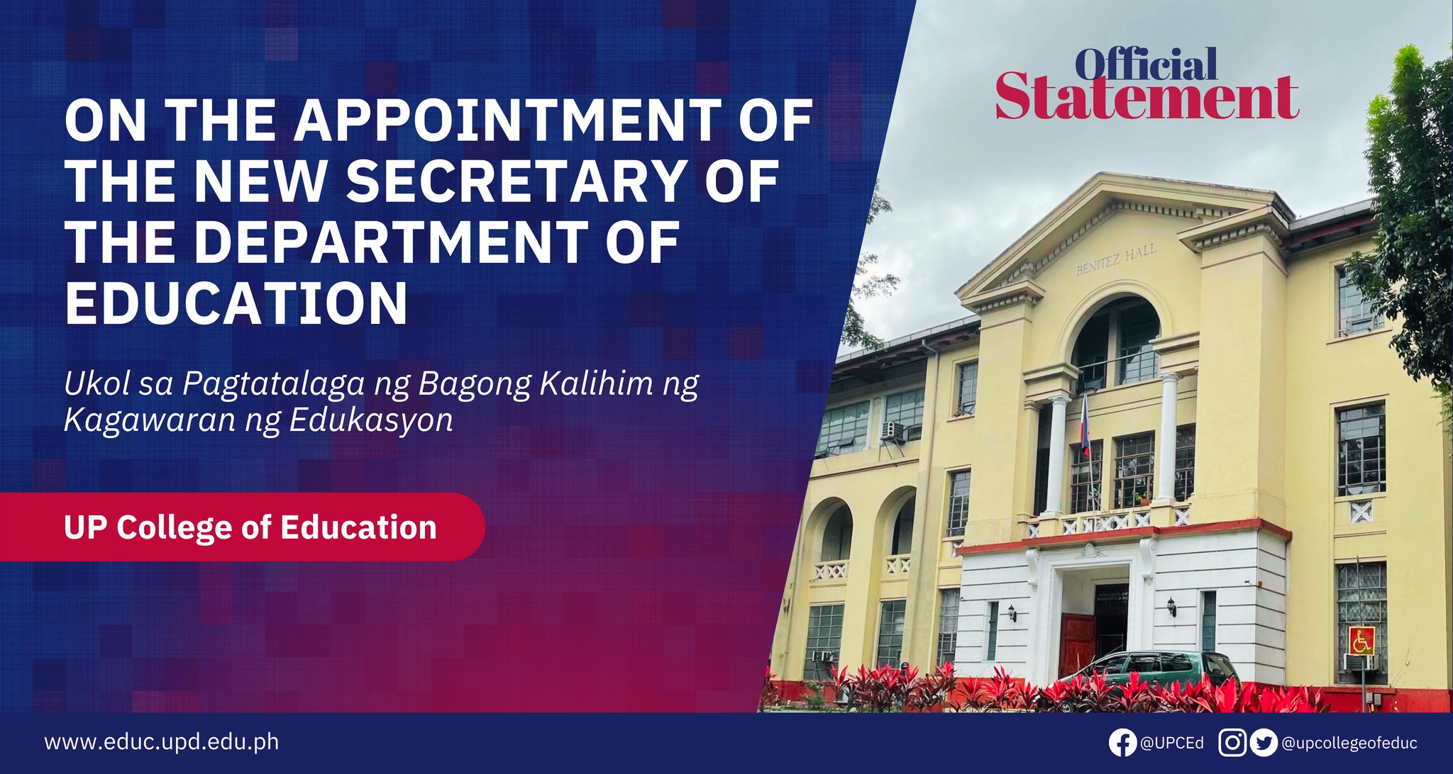 UP Diliman on Twitter: "The UP Diliman College of Education released a statement on the ...