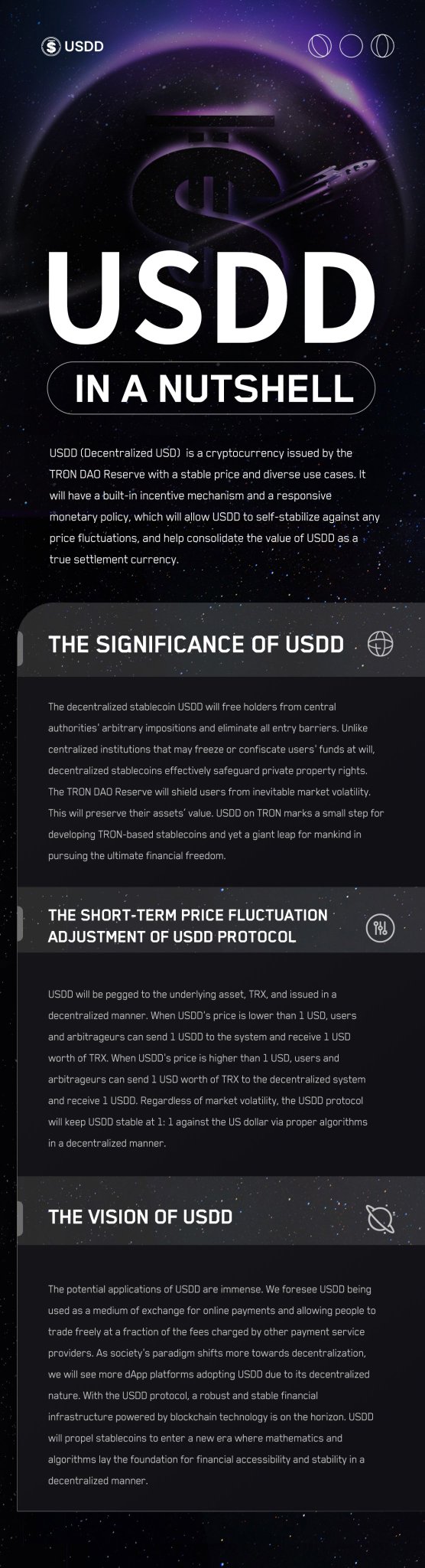 USDD on Twitter: "📑 #USDD in a Nutshell Launched collaboratively by @trondaoreserve and top-tier ...