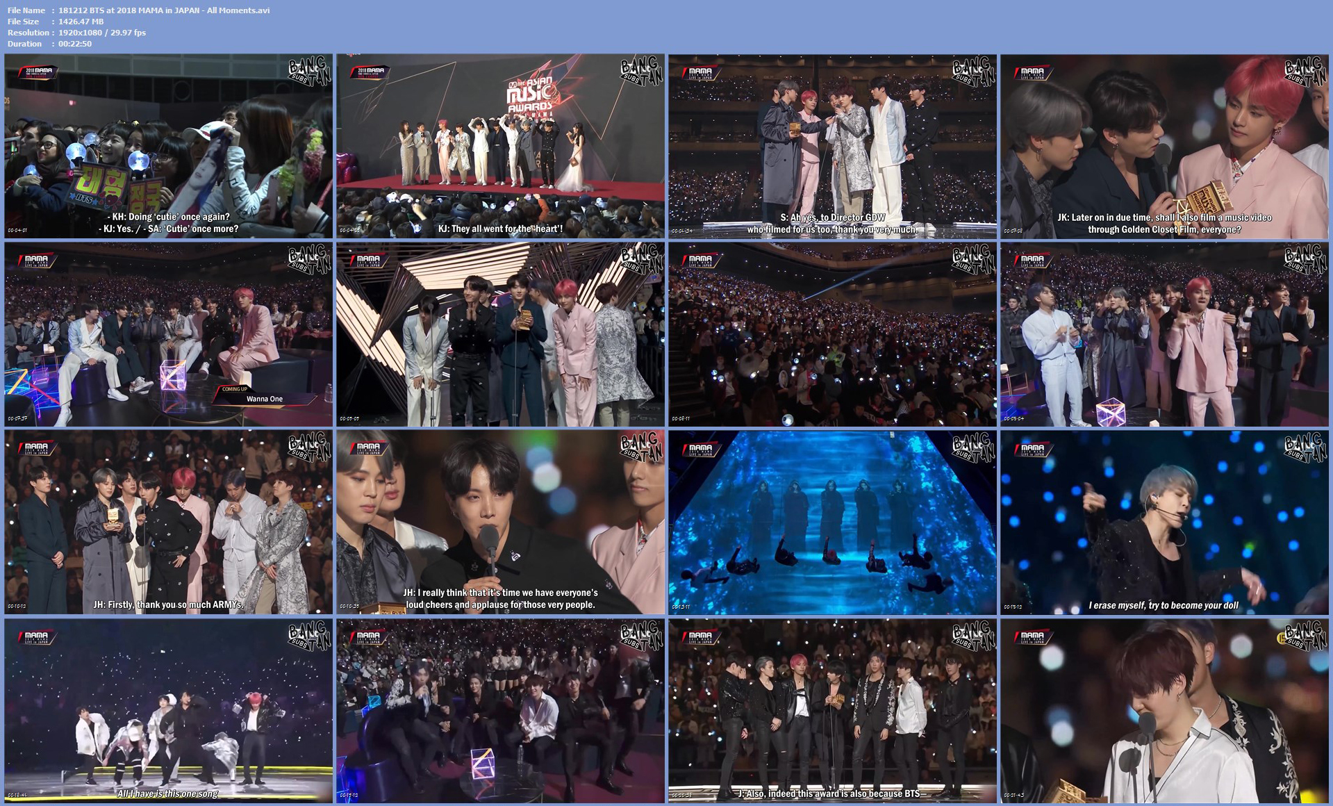 BTS Translations / Bangtansubs on Twitter: "[ENG] 181212 2018 MAMA in JAPAN | All Moments © bts ...