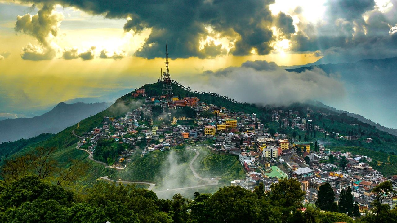 Golden Vacation - Aerial View of Kurseong City at an altitude of 1482m ...