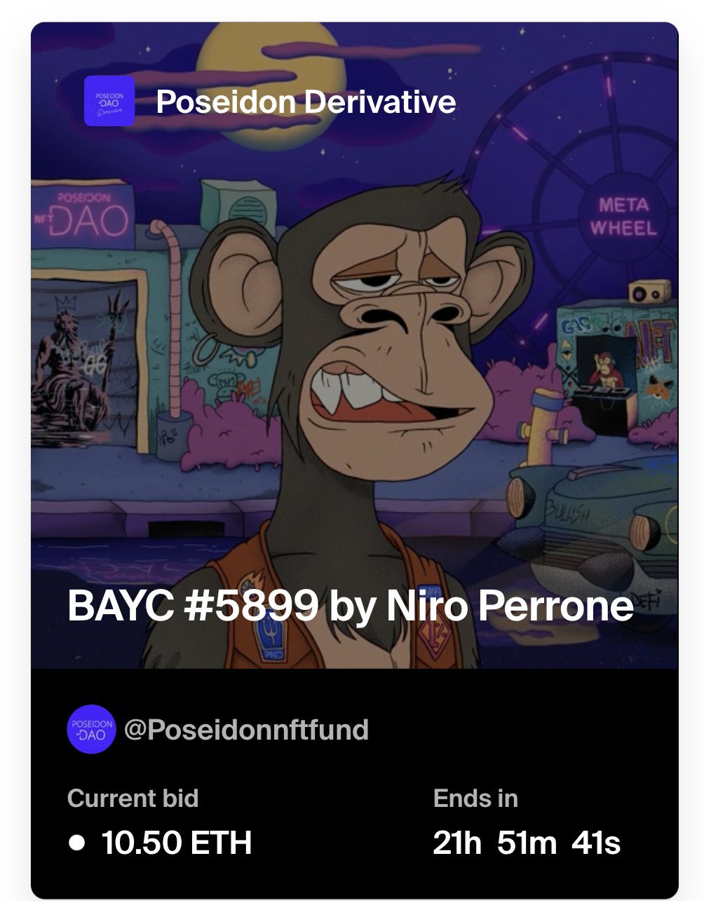 Poseidon DAO on Twitter: "An auction for my our first derivative Artwork "BAYC #5899 by Niro ...