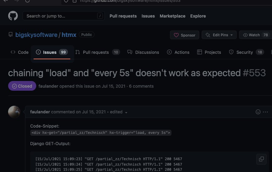 htmx.org on Twitter: "under 100 open issues... 🥲 https://t.co/nPZw5znCbW" / Twitter