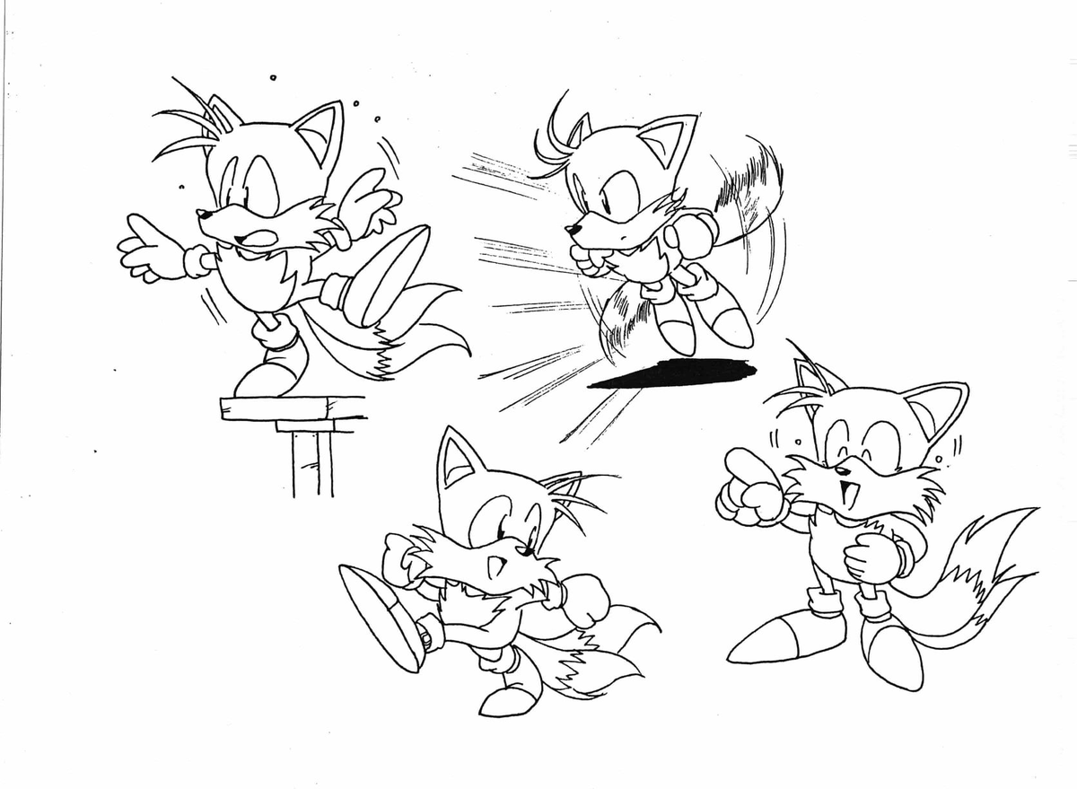 Concept sheets of Tails for Sonic the Hedgehog 2 (16-bit; 1992) (illus ...