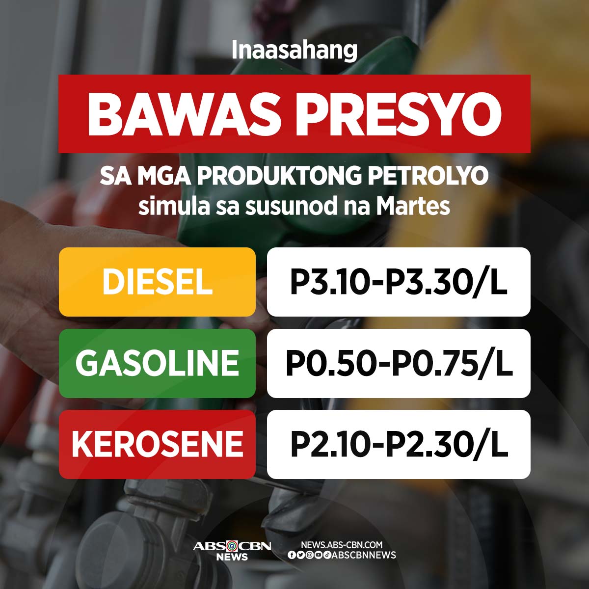 ABS-CBN News on Twitter: "Good news, mga motorista! Sa susunod na linggo, inaasahan ang rollback ...