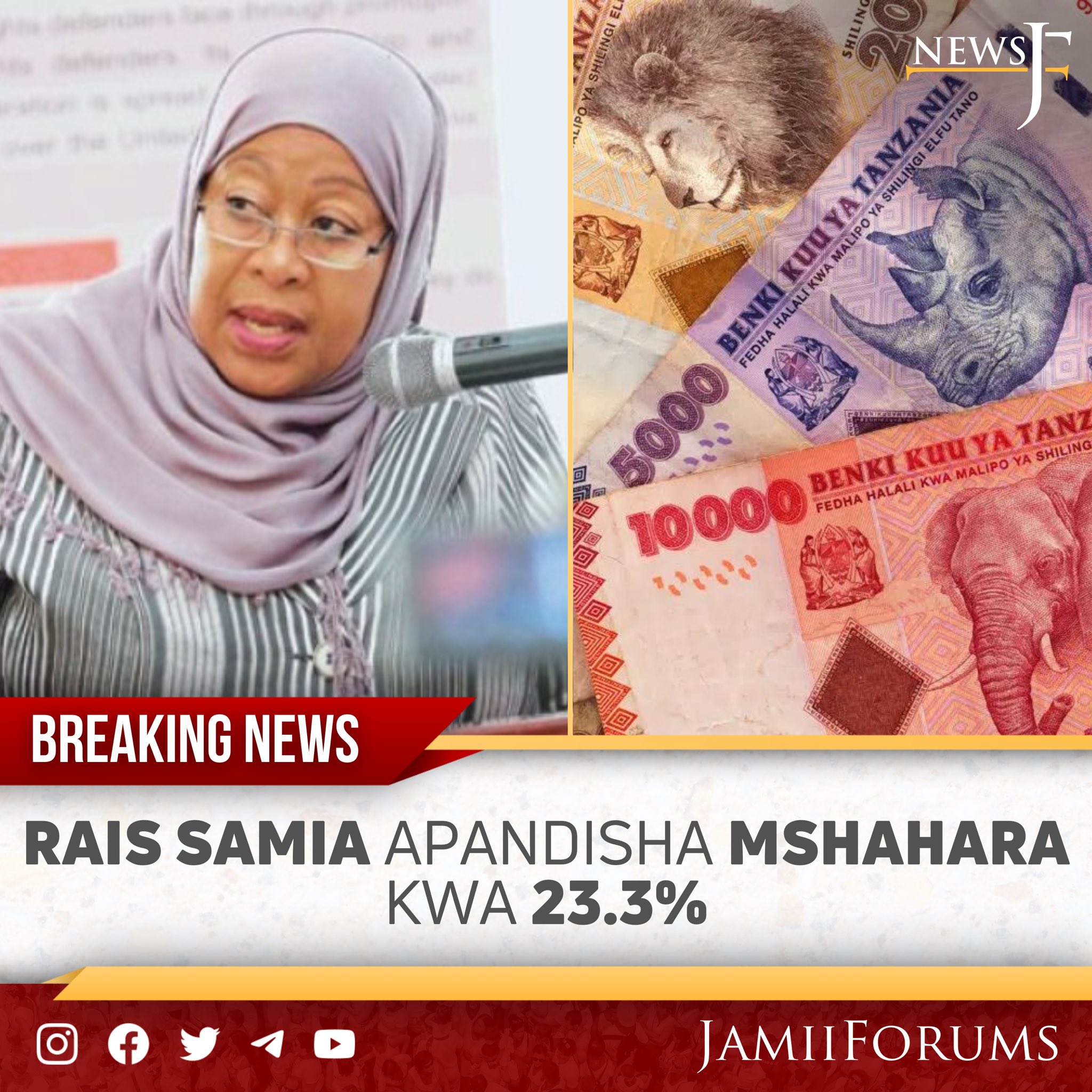 Jamii Forums on Twitter: "RAIS SAMIA ARIDHIA ONGEZEKO LA MSHAHARA KWA 23.3% Serikali imepanga ...