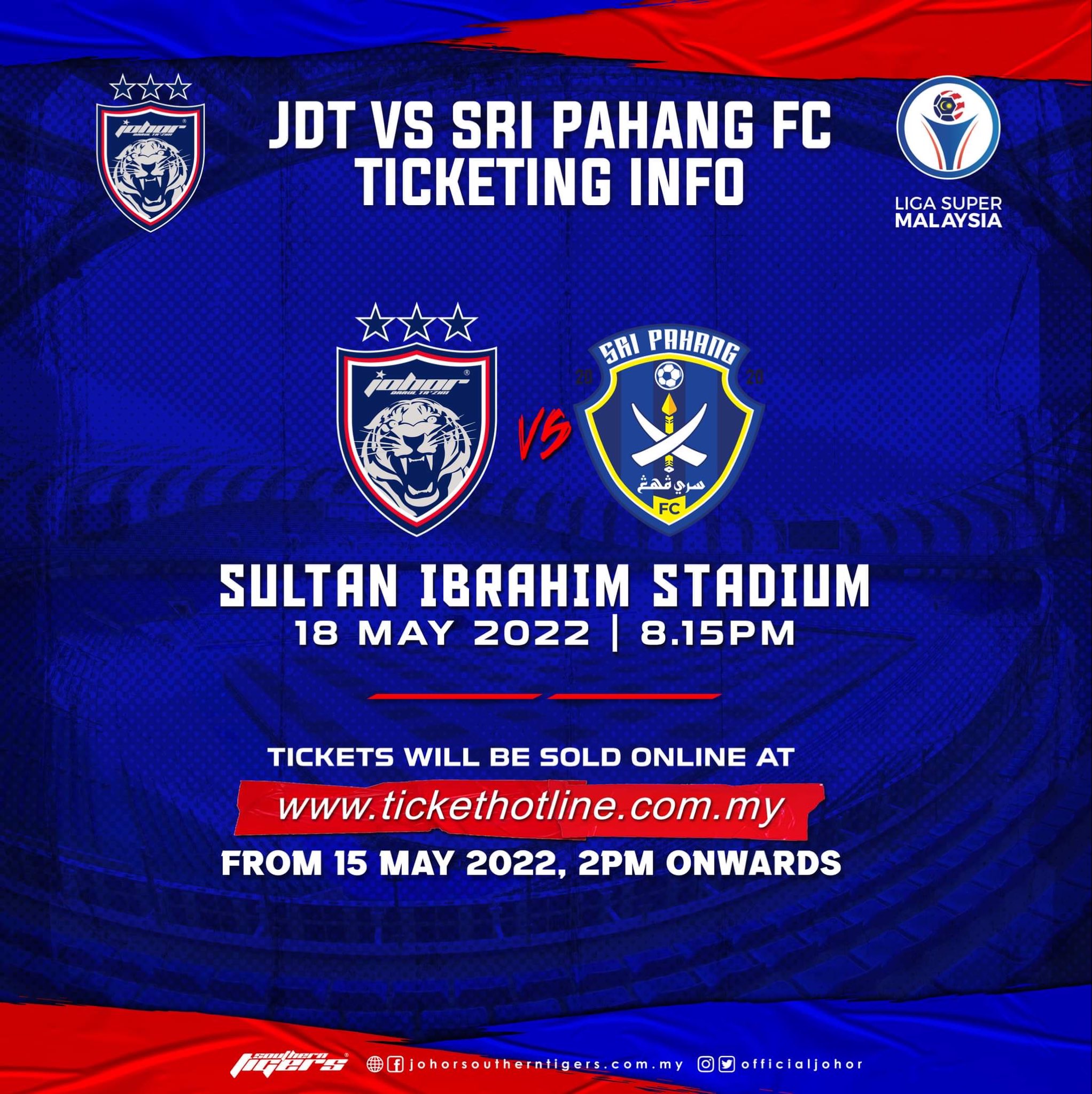 JOHORSouthernTigers on Twitter: "Tickets for the Super League match between Johor Darul Ta'zim ...