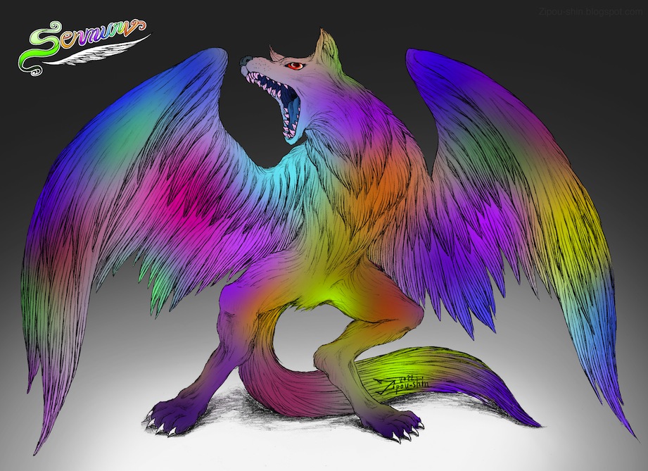 Fantasy Winged Wolf Drawing