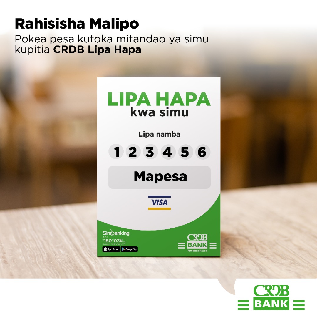 CRDB Bank PLC on Twitter: "Rahisisha malipo katika biashara yako kupitia CRDB Lipa namba, Pokea ...