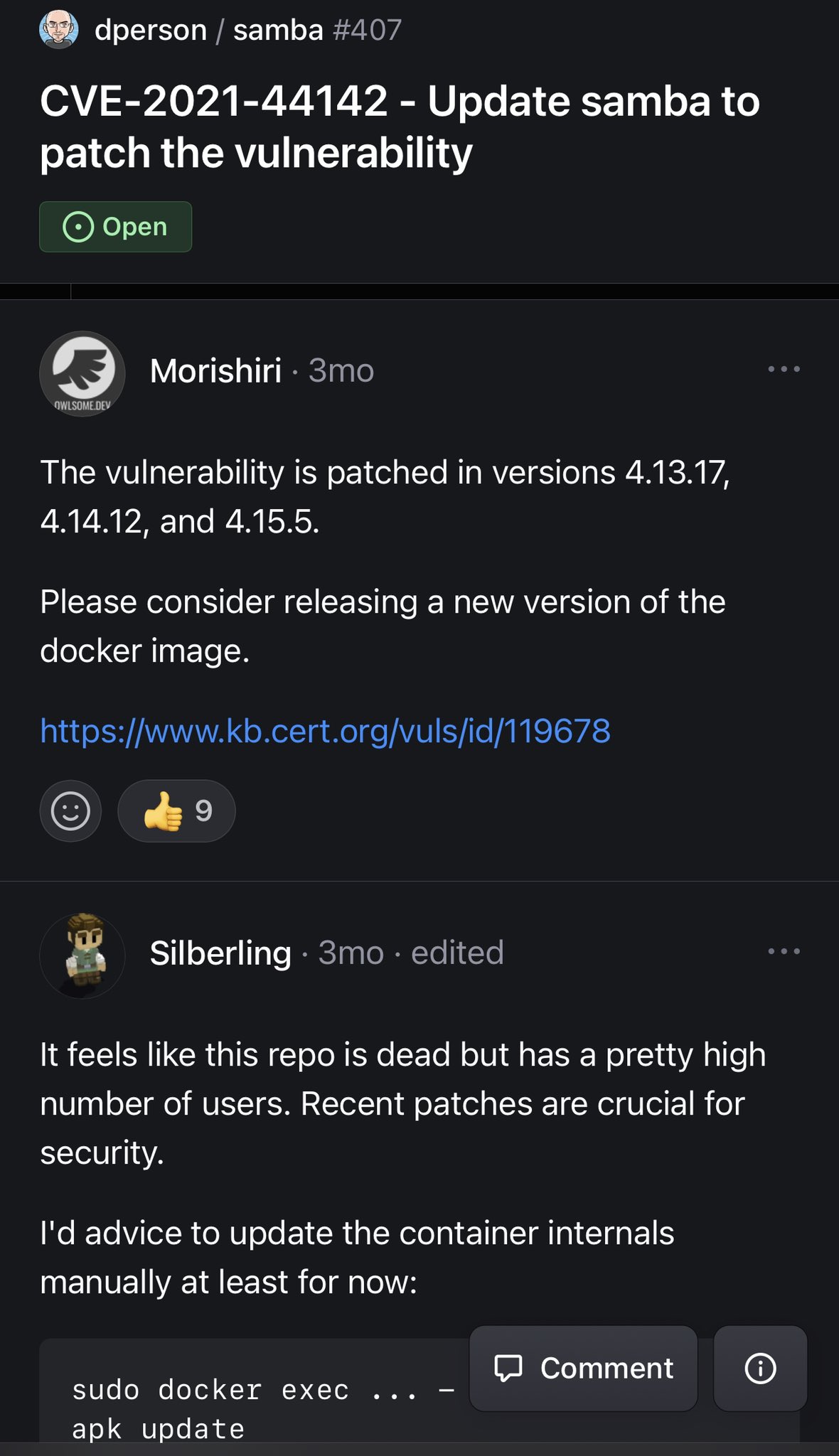 Sick.Codes on Twitter: "50,000,000 containers running CVSS 9.9 CVEs CVE-2021-44142 https://t.co ...