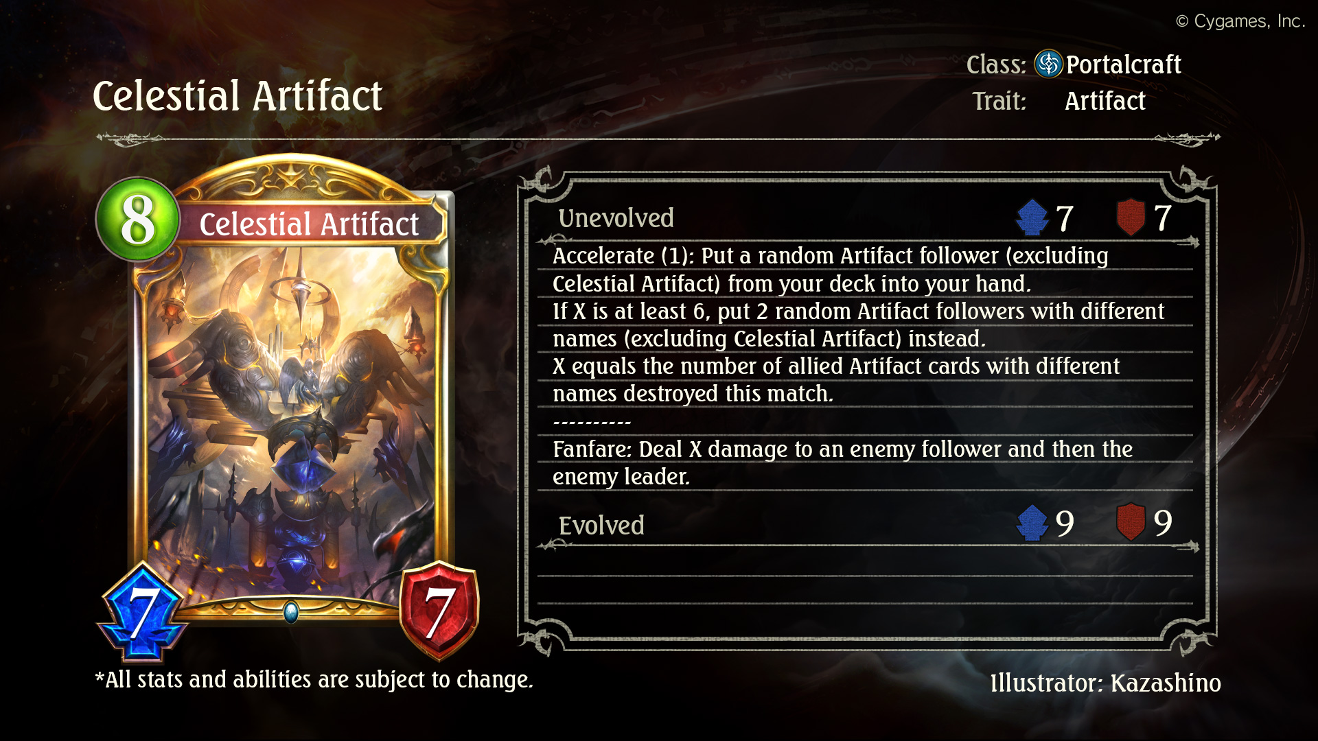 Shadowverse on Twitter: "New Edge of Paradise card reveals! Celestial Artifact This Portalcraft ...