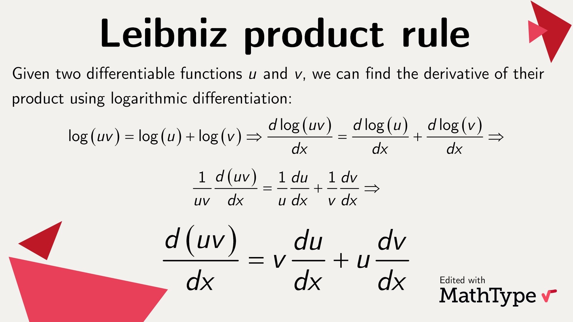 Differentiation Formulas Uv