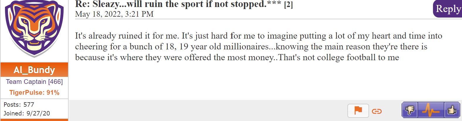 Message Board Geniuses on Twitter: "#Clemson fan prefers watching kids with no money play ...