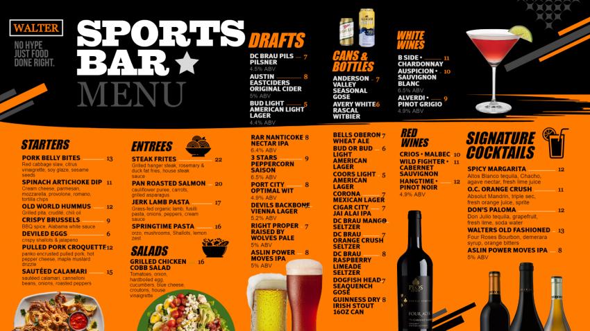Sports Bar Menu Design