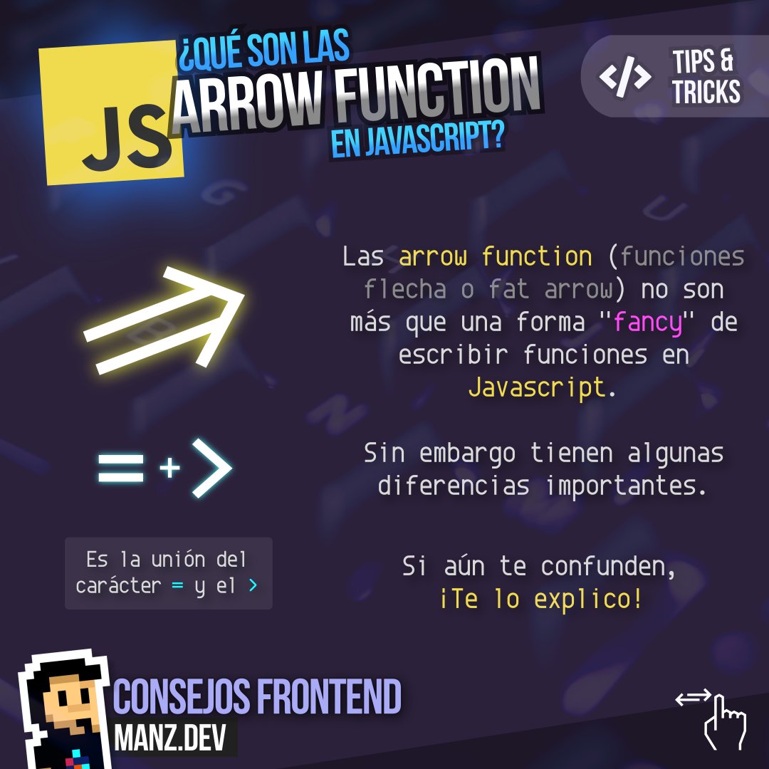 Manz 🇮🇨⚡👾 on Twitter: "💛¿Aún no entiendes las «Arrow function» de Javascript? Desde hace tiempo ...