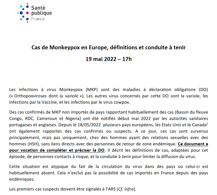 Nicolas Berrod on Twitter: "ℹ️Un premier cas suspect de variole du singe a été recensé ce jeudi ...