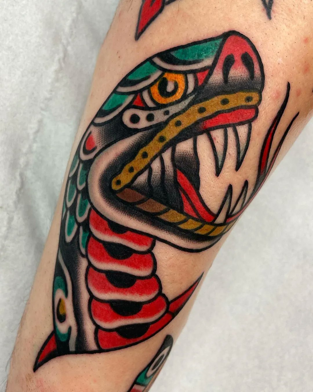 Traditional Snake Head Tattoo Flash