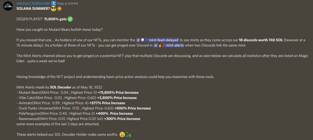 SOL Decoder on Twitter: "☀️#NFT SUMMER DEGEN PLAYS☀️ 🎁Celebration with a #giveaway of 1,5 Sol 🎁 ...