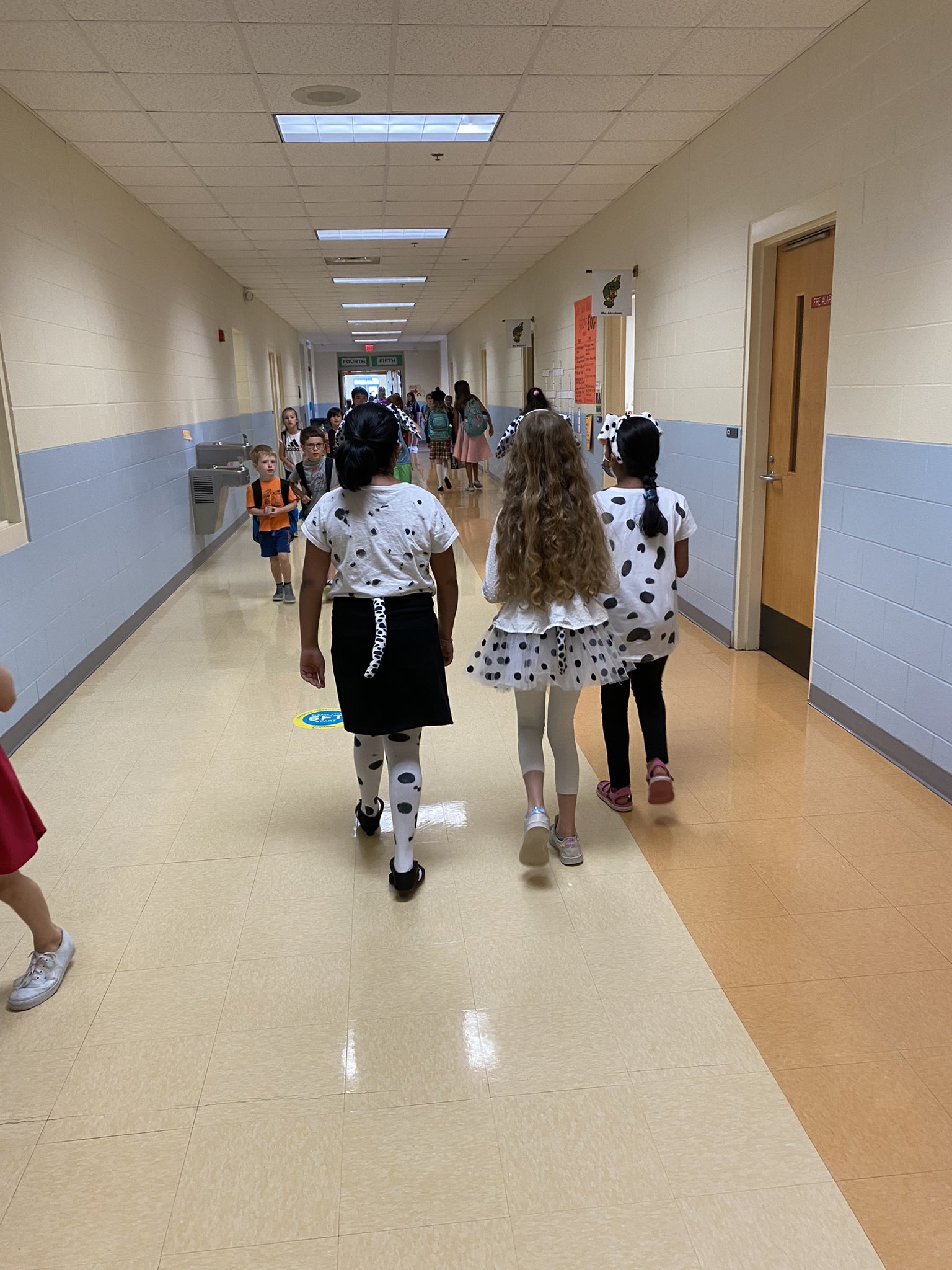 Students Walking In A Straight Line