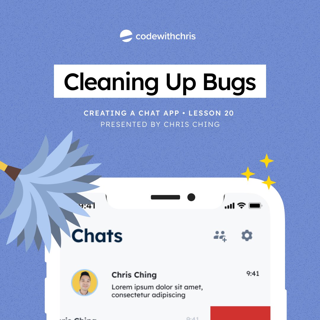 Chris Ching on Twitter: "Chat App Mini-Course: Cleaning Up Bugs Before working on other features ...