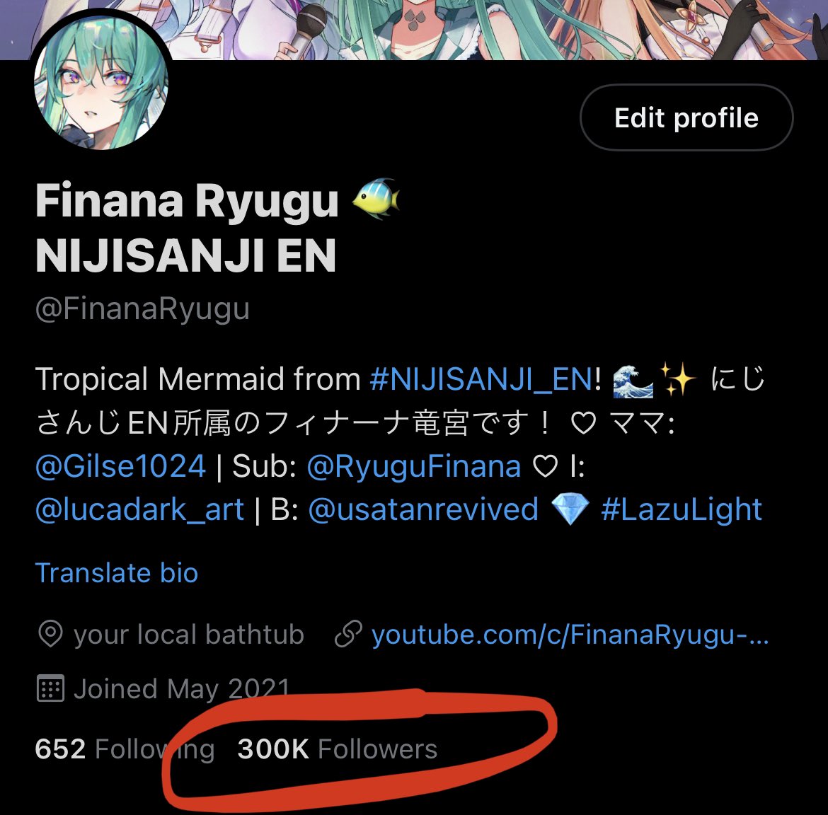 Finana Ryugu 🐠 NIJISANJI EN on Twitter: "Thank you everyone for 300,000+ followers!!!! 😭 ️🎉 two ...