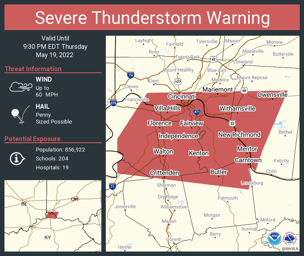 NWS Severe Tstorm on Twitter: "Severe Thunderstorm Warning continues for Cincinnati OH ...