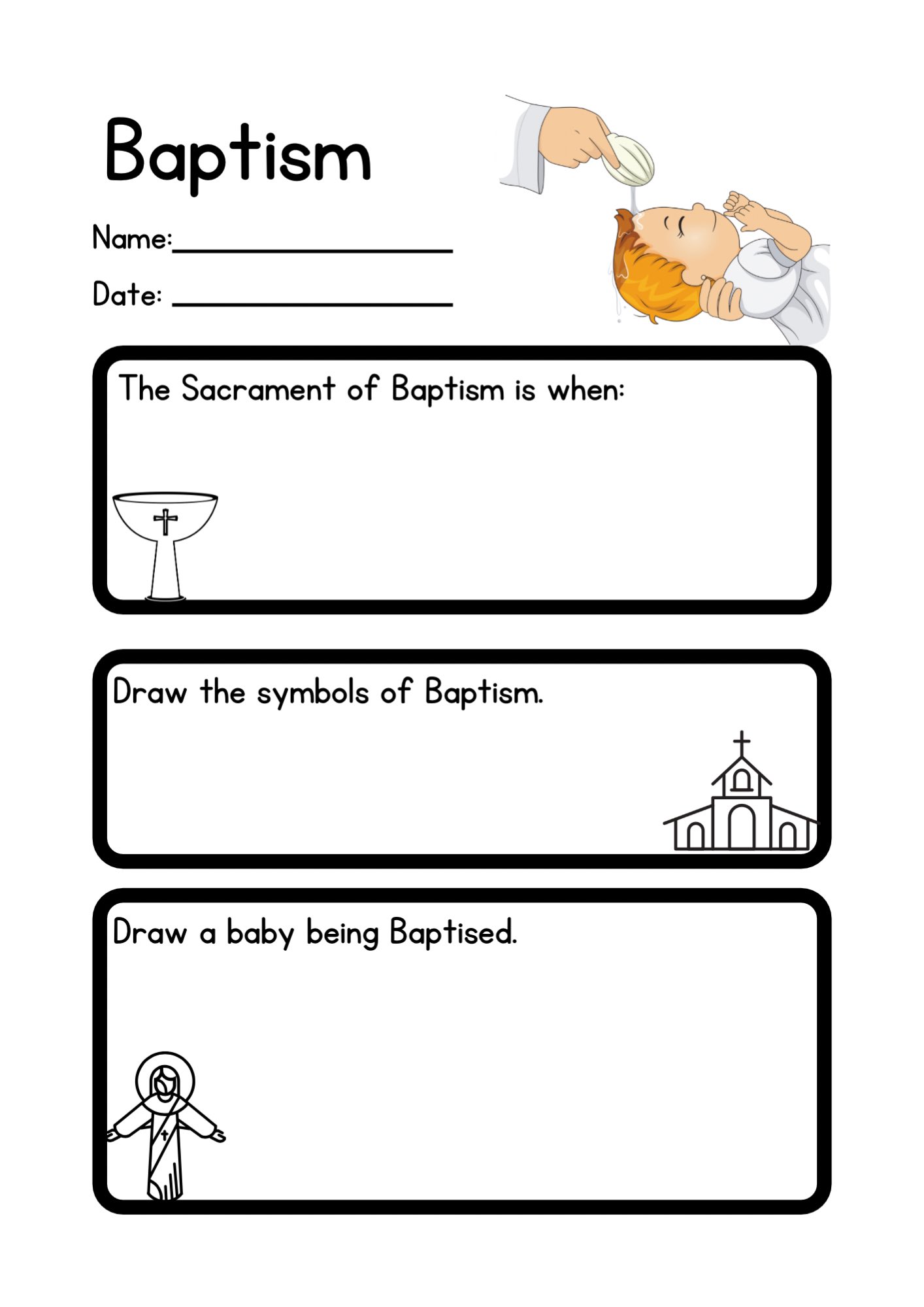 Catholic Baptism Symbols Worksheet