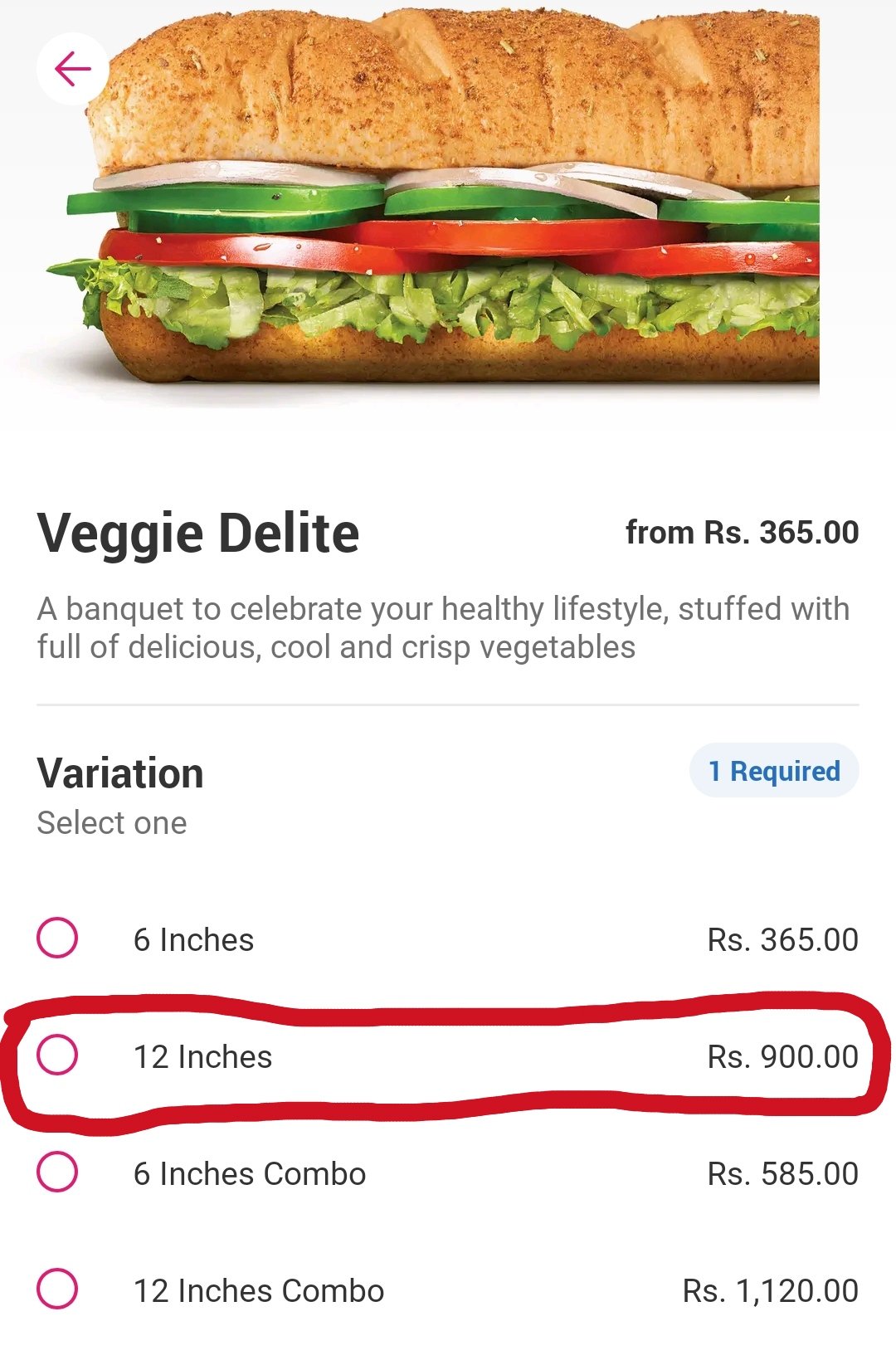 Veggie Delite Subway