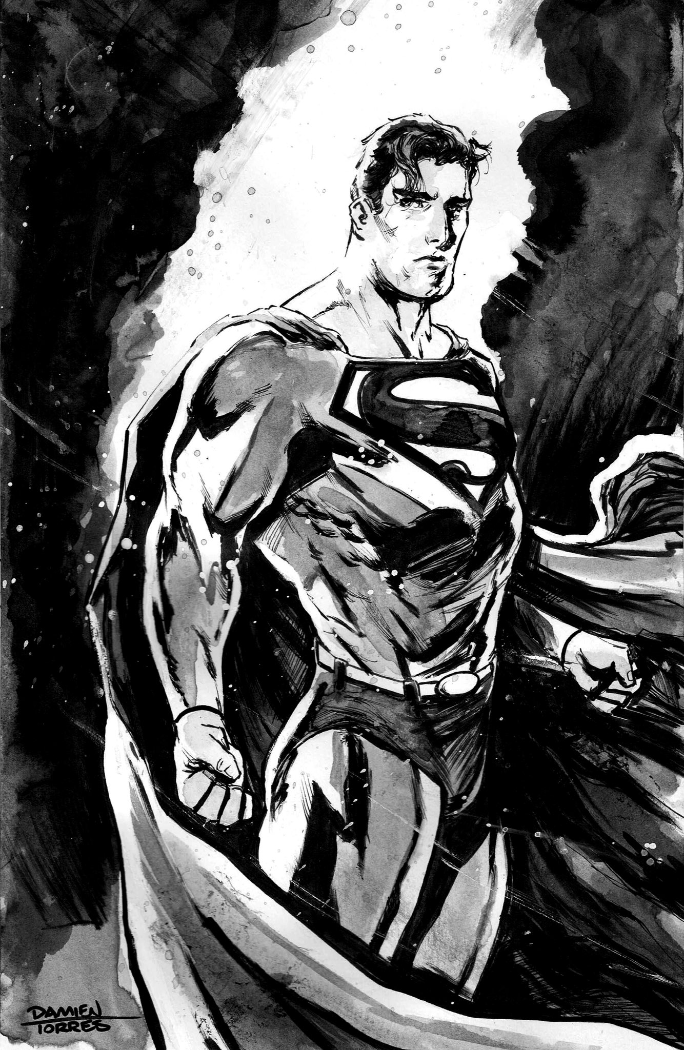 Superman Black And White Drawing
