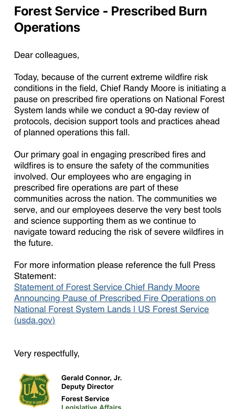 Forest Service Cover Letter