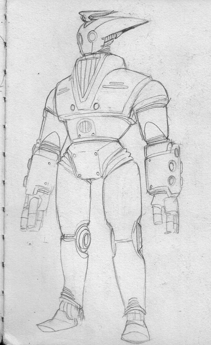 「Robot sketch from 2017 that eventually got reworked into Mon」Jeetdohの漫画