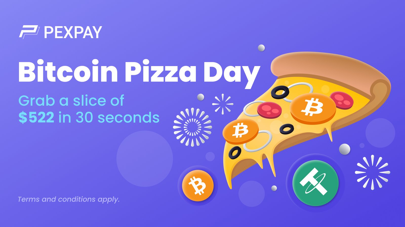 Pexpay on Twitter: "🎉 Celebrate ₿itcoin Pizza Day with Pexpay! 🍕 Grab a slice of $522 in BTC ...
