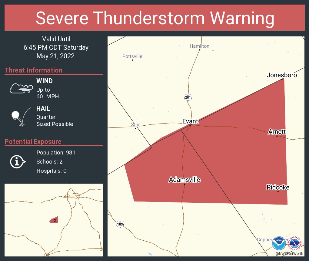 Nws Fort Worth On Twitter Severe Thunderstorm Warning Including Evant