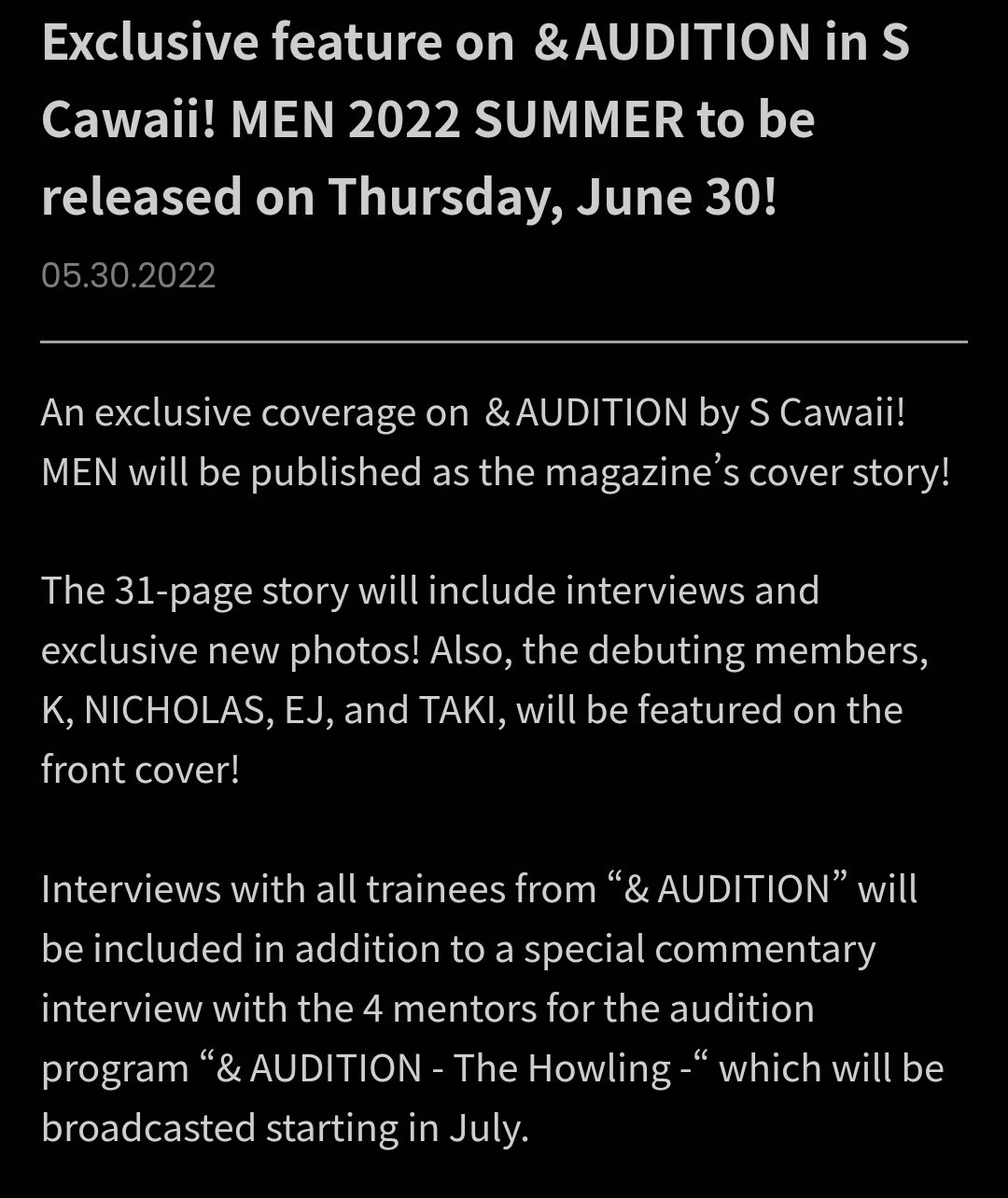 S Cawaii! MEN【公式】 on Twitter: "🌈情報解禁🌈 6/30（木）発売の『S Cawaii! MEN 2022 SUMMER』はHYBE LABELS JAPANの超 ...