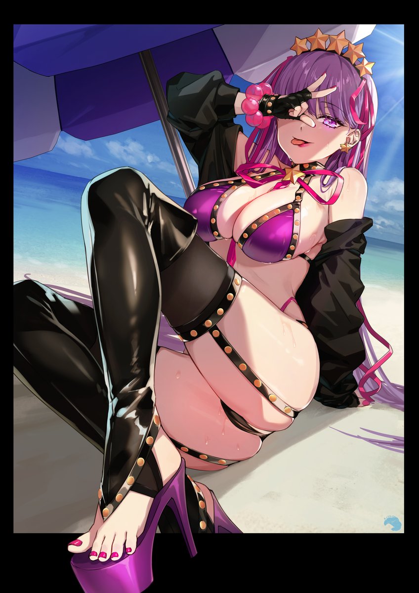 FGO「水着BB💜 #FGO 」|まっくろわっさんのイラスト