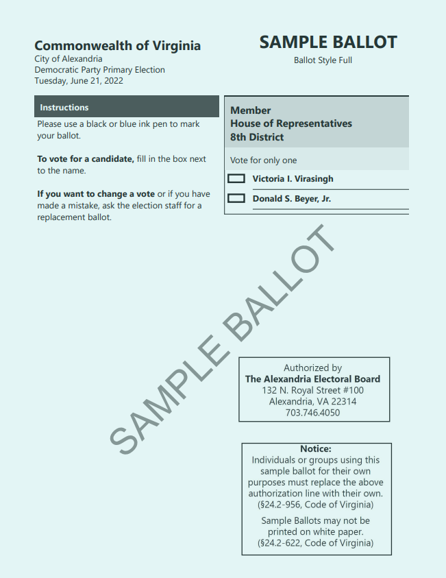 Va Primary Ballot 2022