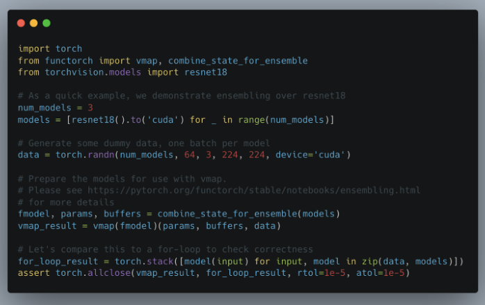 PyTorch on Twitter: "The previous example didn’t use an nn.Module for clarity, but vmap (and ...