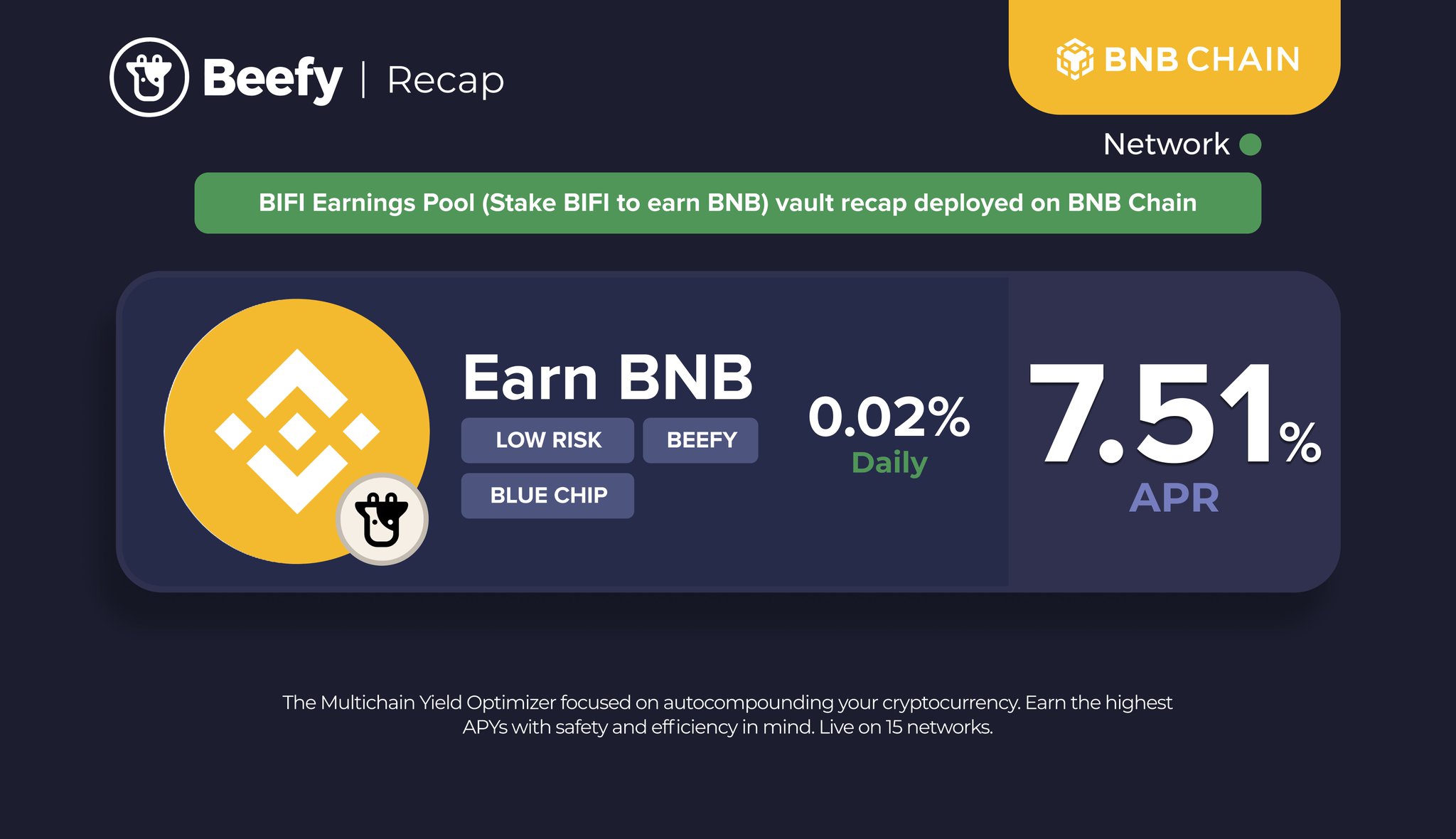 Beefy on Twitter: "The @BNBCHAIN BIFI #EarningsPool: Stake $BIFI. Earn $BNB. Beefy makes crypto ...